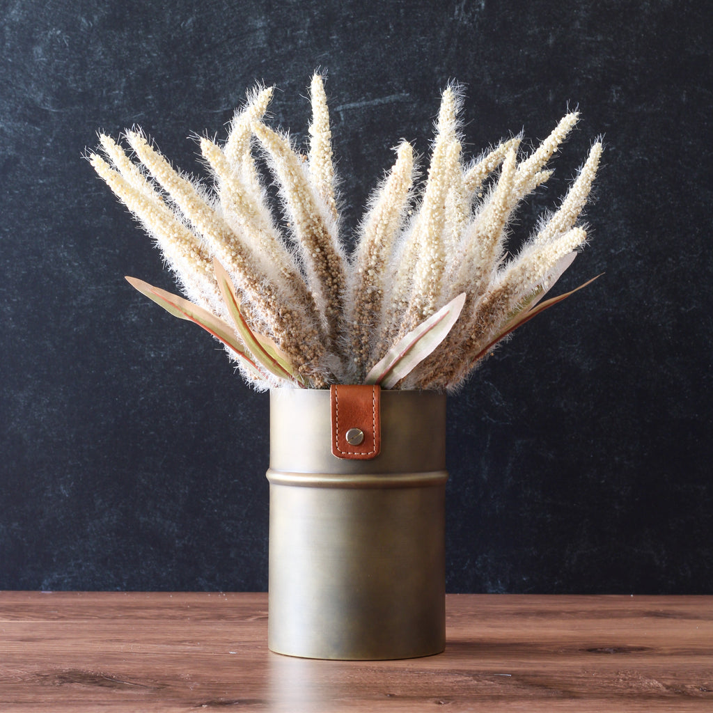Sheffield Solid Brass Canister with Leather Accent | J Knox Designs